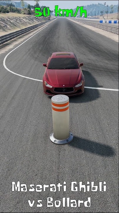 BeamNG.drive Maserati Ghibli vs Bollard on 50-250 km/h - YouTube