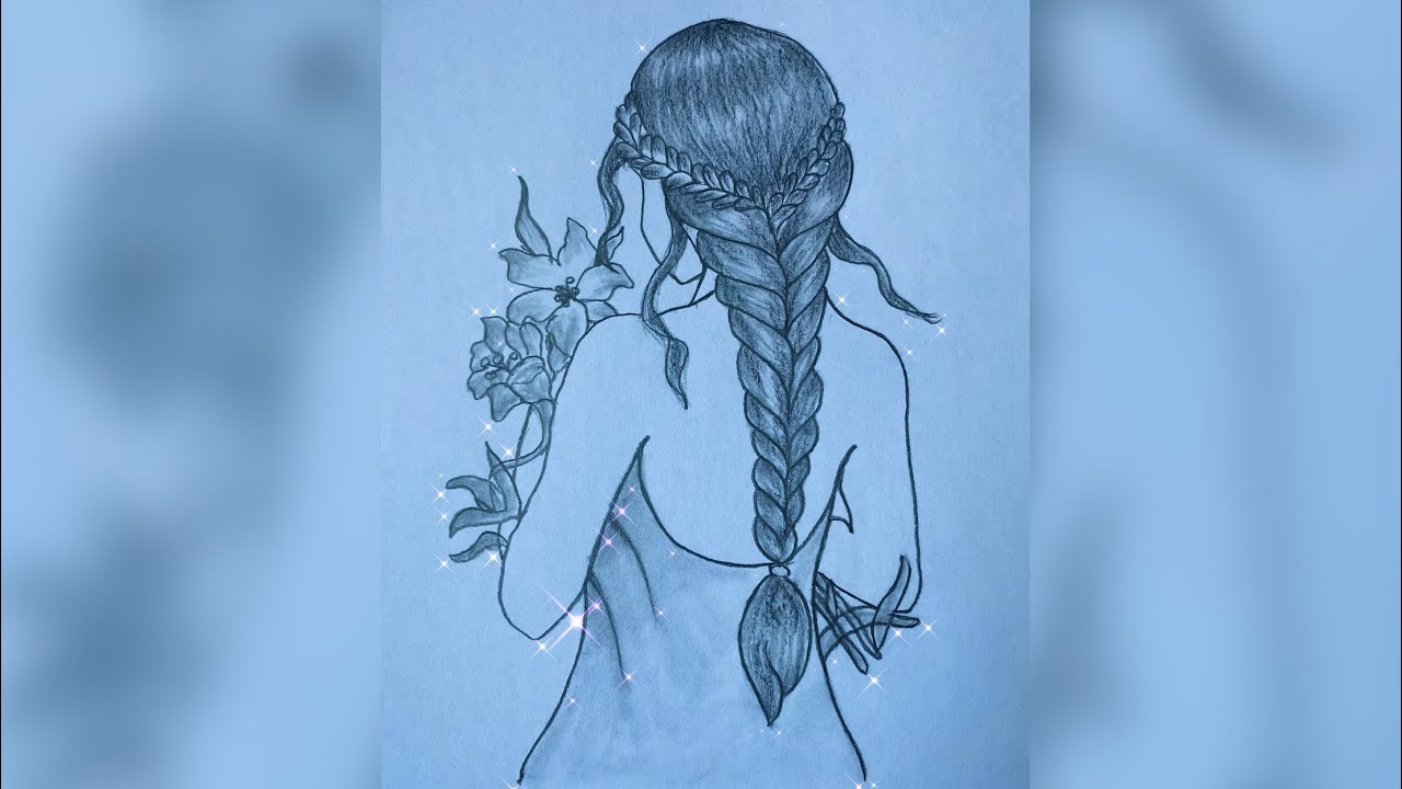 How to draw a girl with flowers 🌺 step by step || Beautiful hairstyle ...