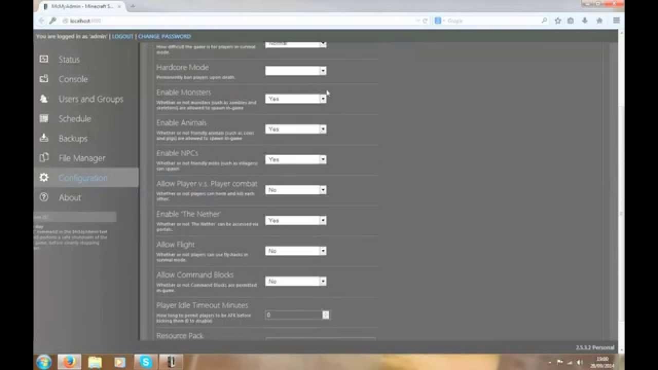 How to set up a minecraft server using mcmyadmin - YouTube
