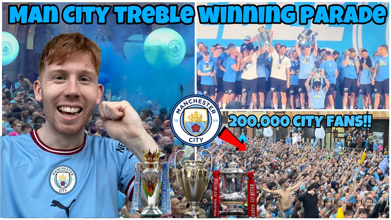 200,000 CITY FANS CELEBRATE AT THE MAN CITY TREBLE WINNING PARADE ...