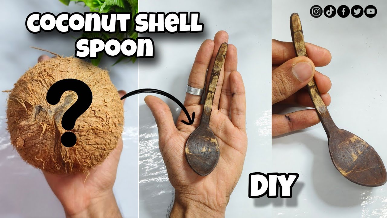 Homemade Coconut Shell spoon | how to make a coconut shell spoon ...