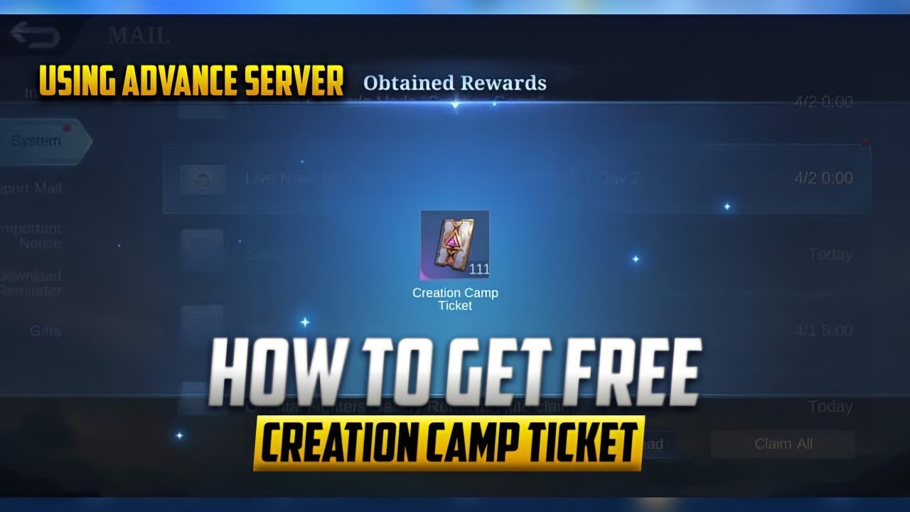 HOW TO GET FREE CREATION CAMP TICKET Using ADVANCE SERVER | MOBILE ...