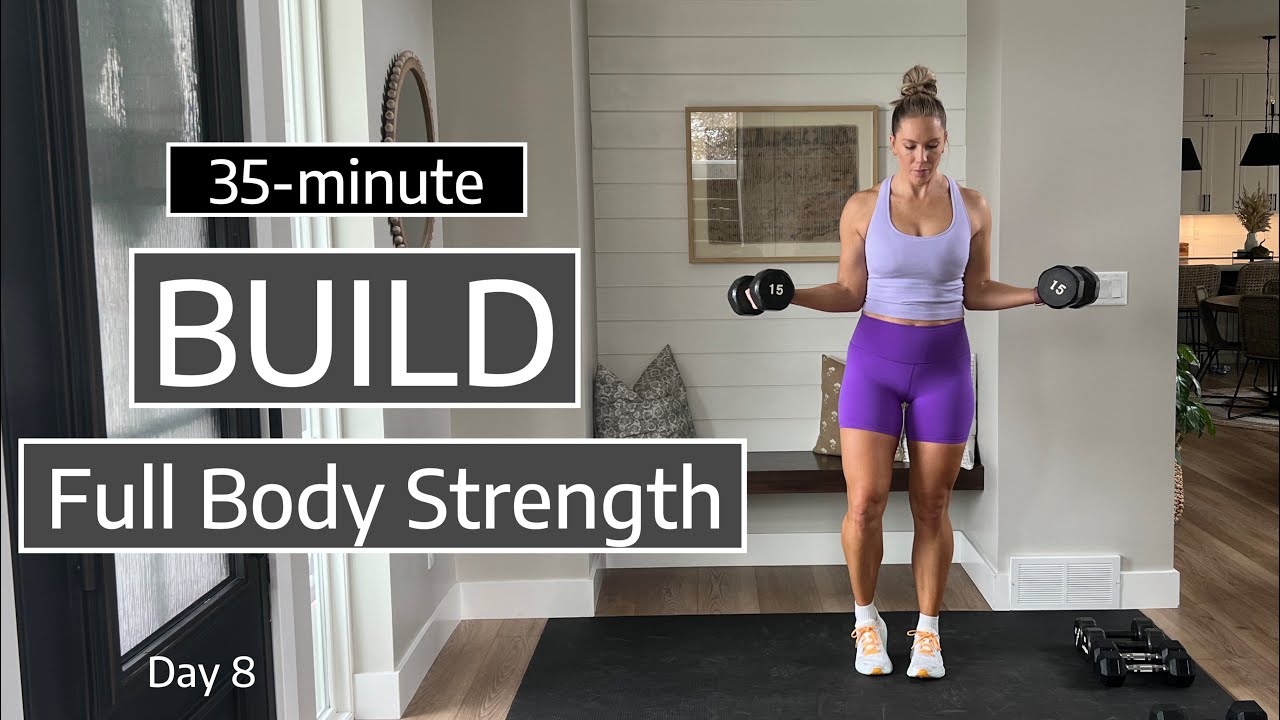 BUILD Day 8: Full Body Strength | No jumping workout with weights - YouTube