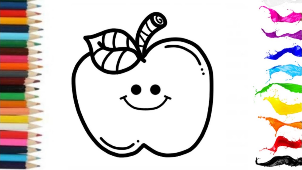 How draw apple for kids/learn step by step/kids drawing - YouTube