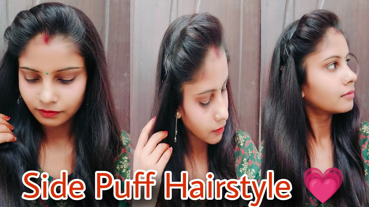 How to make side puff Hairstyle || 1 minute side puff Hairstyle ...