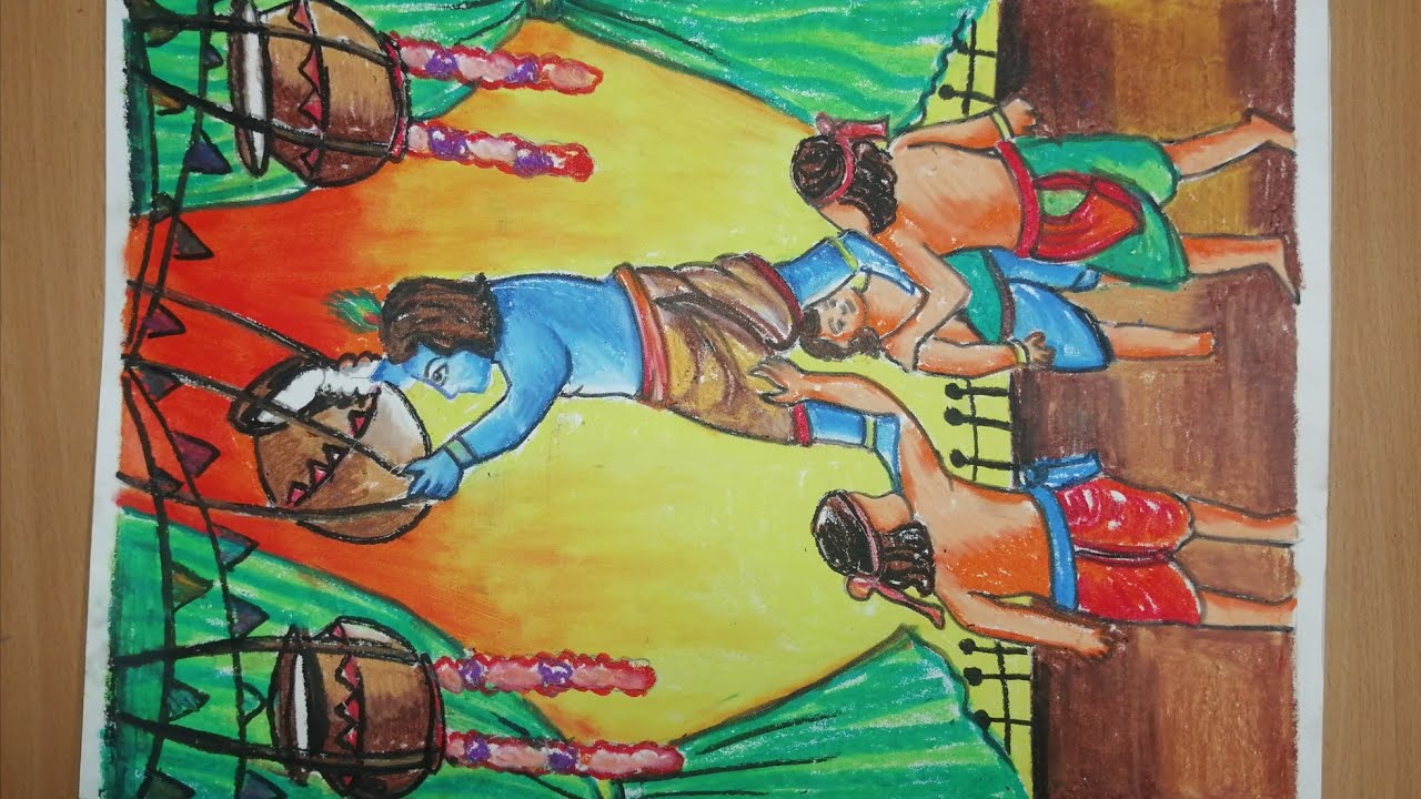 Janmashtami Special Dahi Handi drawing, Krishna Dahi Handi drawing ...