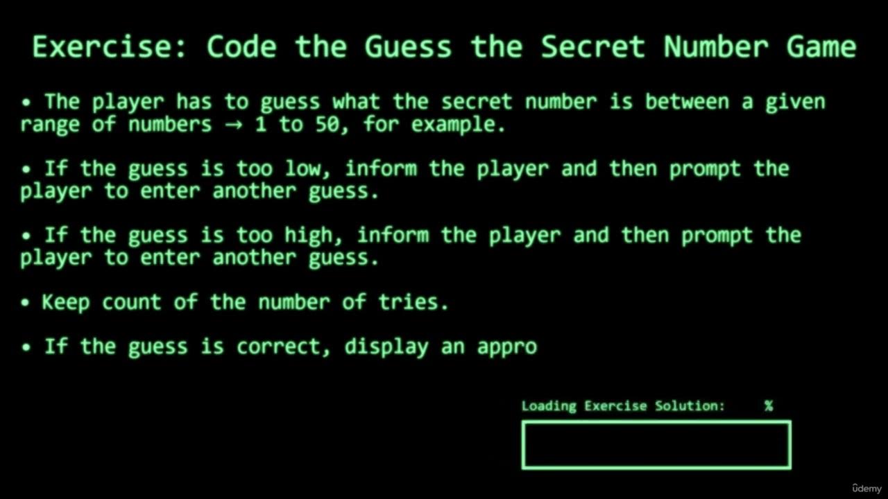 27 Exercise Guess the Secret Number Game - YouTube