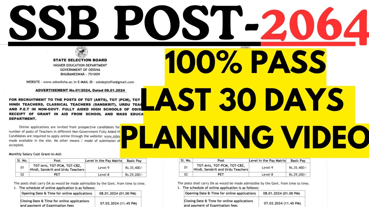 ୨୦୬୪ଟି ପଦବୀ ଆସିଲା ଓଡ଼ିଶା ସରକାରଙ୍କ ତରଫରୁ SSB TGT SYLLABUS 2024 I SSB TGT ...