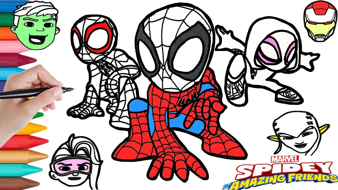 Spidey and His Amazing Friends Team | Coloring Page - YouTube