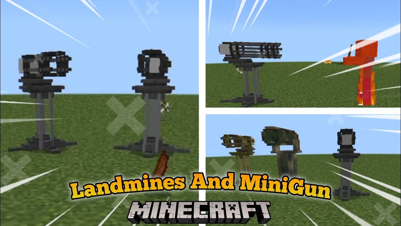 Addon Landmines And MiniGun!!! || Minecraft Addon Work in V1.16 - v1.18!!! - YouTube