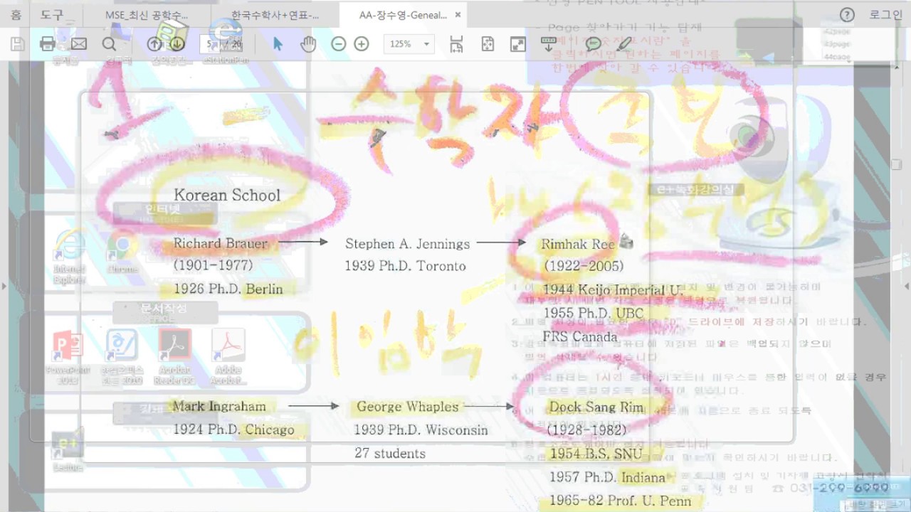 2016년 수학사 10-1 (한국-미국) 수학자족보 Math Genealogy Project - YouTube