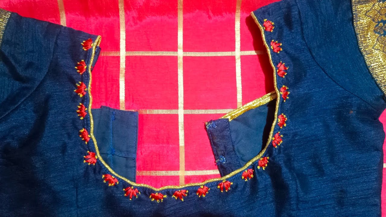 simple and elegant thread work design using normal needle on stitched ...