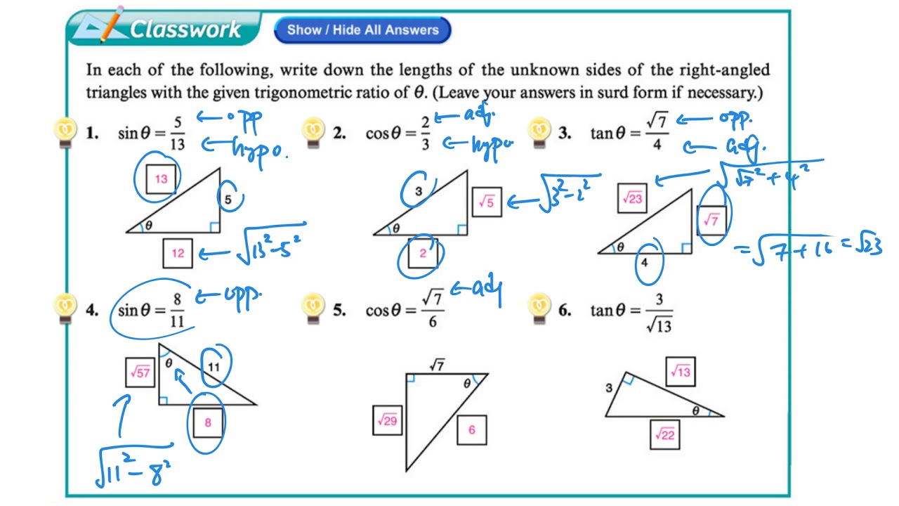 BK3B CH9 9.2 Finding Trigonometric Ratios - YouTube