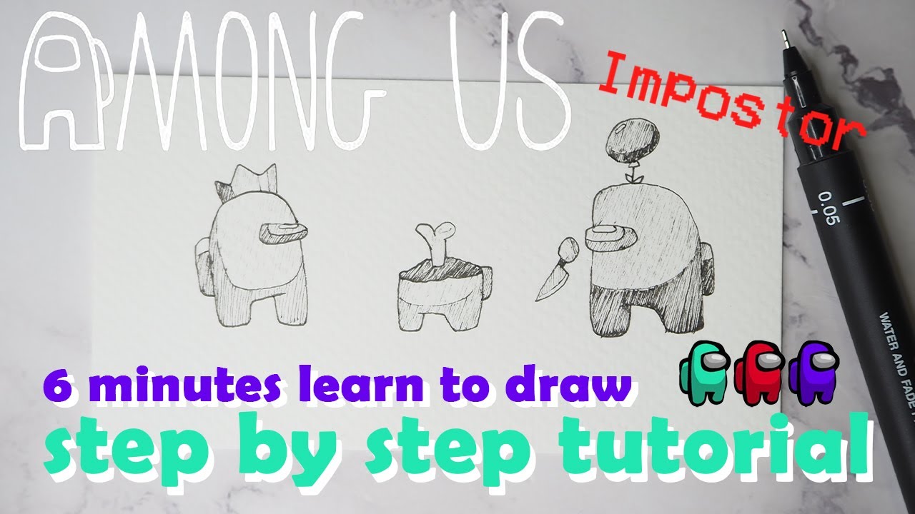 Let's draw AMONG US !!! Impostor !!! | step by step tutorial - YouTube