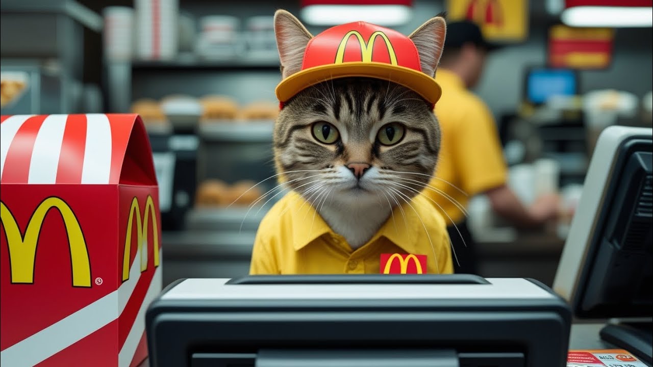 Chef Kitty at McDonald's | Adorable Cat Cooks Fast Food! - YouTube