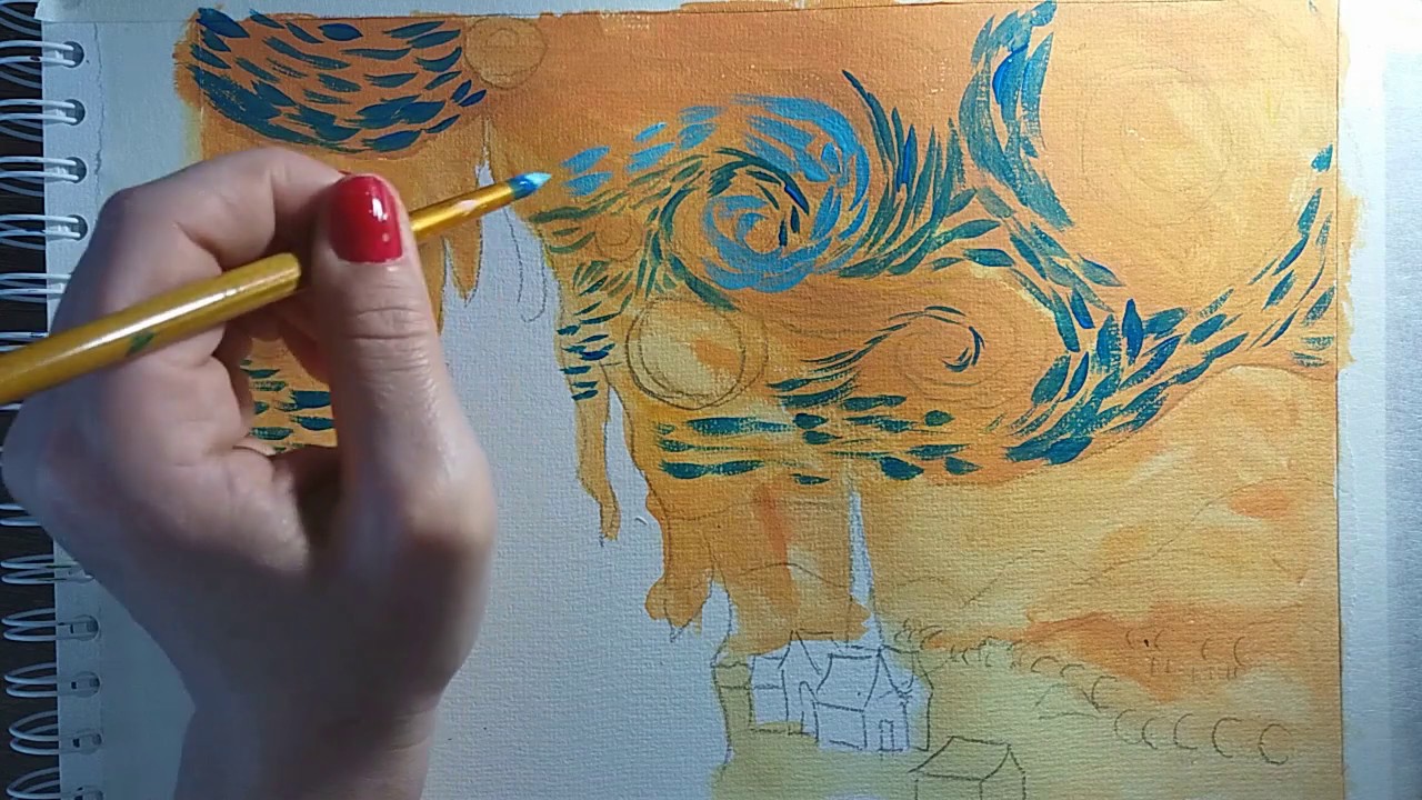 "Noapte instelata" - Pictura Van Gogh in acrilice - Van Gogh's Starry ...