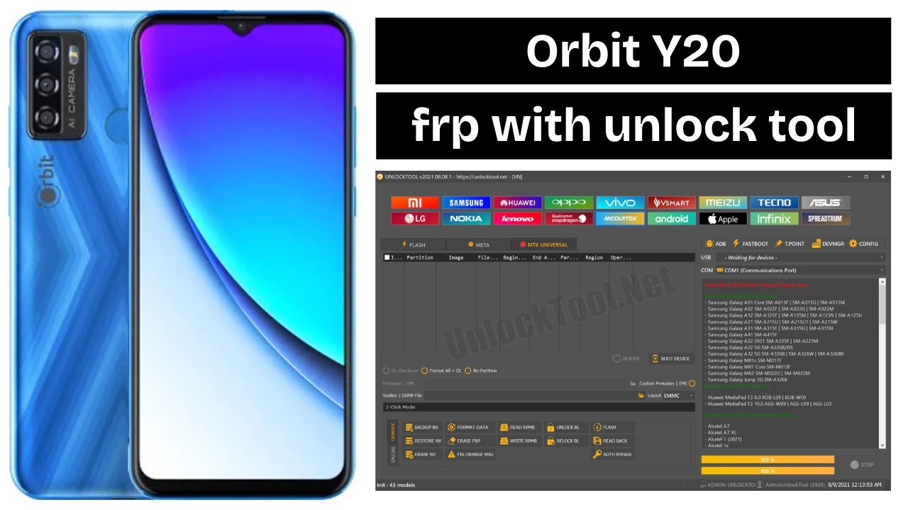 Orbit Y20 frp reset done by unlock tool just 1click solution spd - YouTube