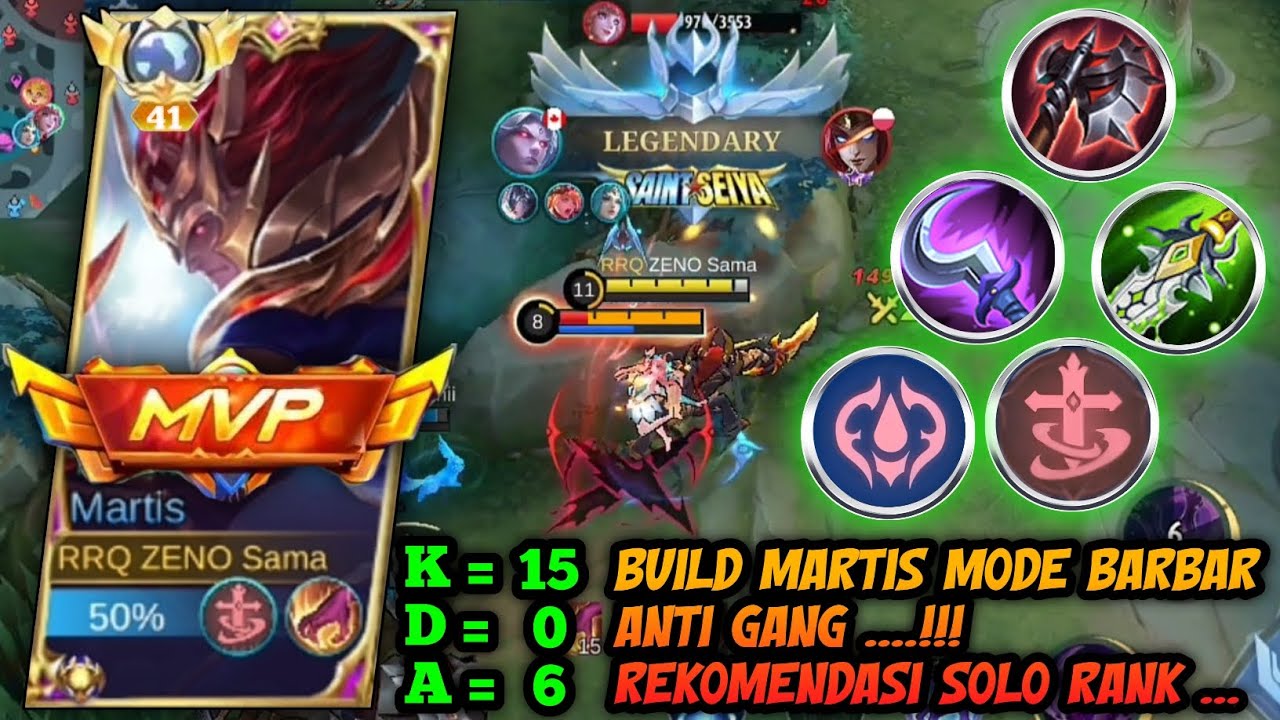 Martis Op Cukup Dengan 3 item Attack + Brave Smite_Build Top 1 Global ...