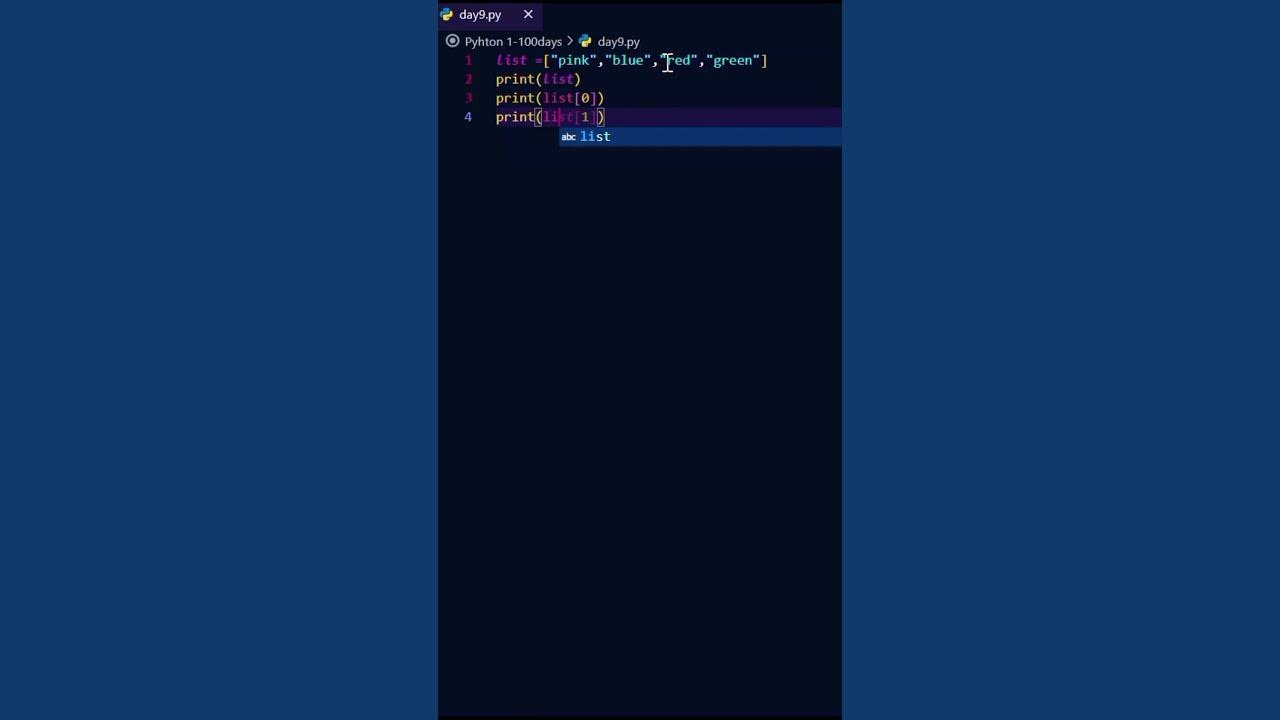 DAY9(list in python) #coding #programminglanguage #python #frontendcourse #coding #fyp - YouTube