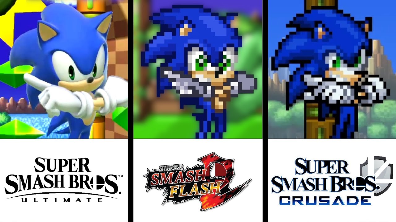 Super Comparison | Sonic Moveset | Smash Bros. Ultimate vs SSF2 vs SSBC ...
