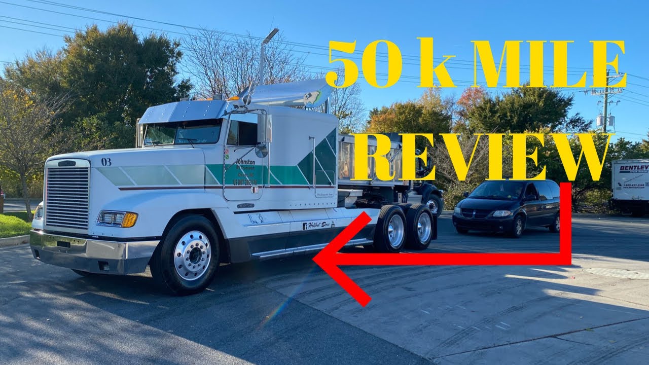 25 year old semi truck review while hauling cars 50k Mile review ...