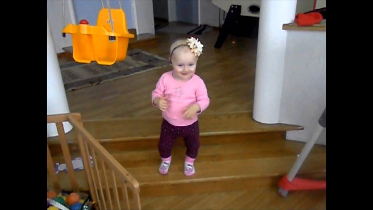Baby's first steps down the stairs (awesome!) - YouTube