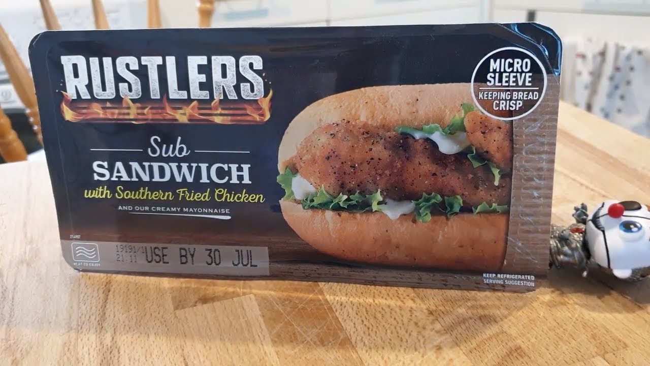 Rustlers Sub Sandwich with Southern Fried Chicken Taste Test - YouTube