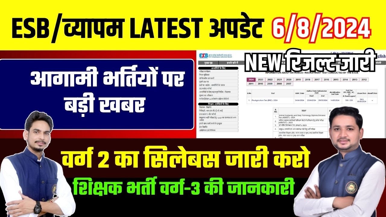 Latest ESB Update रिजल्ट जारी | ESB का Action Plan सभी भर्तियाँ आगे ...