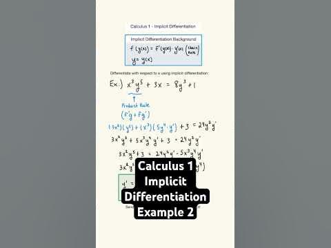 Calculus 1 - Implicit Differentiation Example 2 #calculus #implicitdifferentiation #math - YouTube