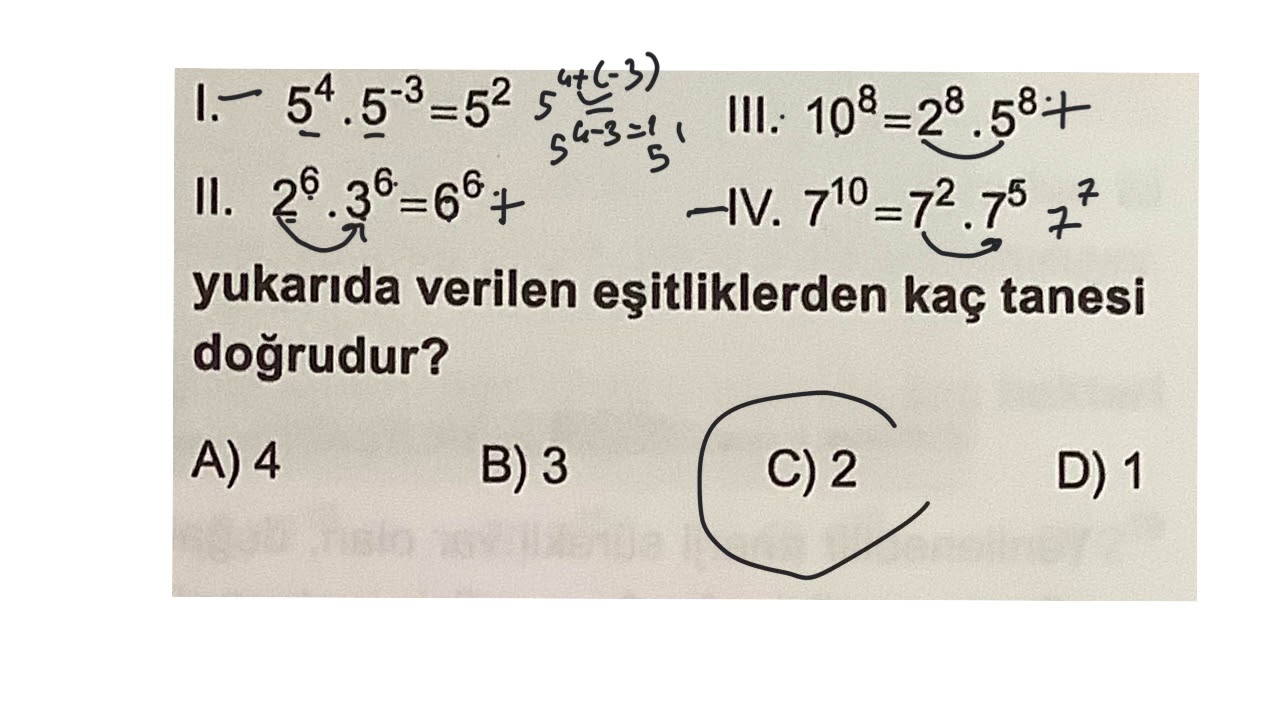 8 .SINIF ÜSLÜ SAYILARDA DÖRT İŞLEM ,YENİ NESİL SORULAR ÇIKMIŞ LGS ...