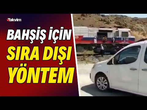 Bahşiş için sıra dışı yöntem! Düğün konvoyunun önünü trenle kestiler