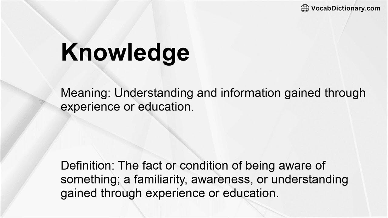 Knowledge Meaning - YouTube