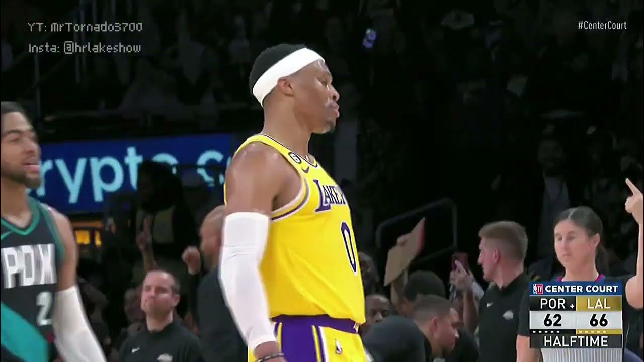 INSANE! Russell Westbrook hits half court buzzer beater and starts dancing vs Trail Blazers ...