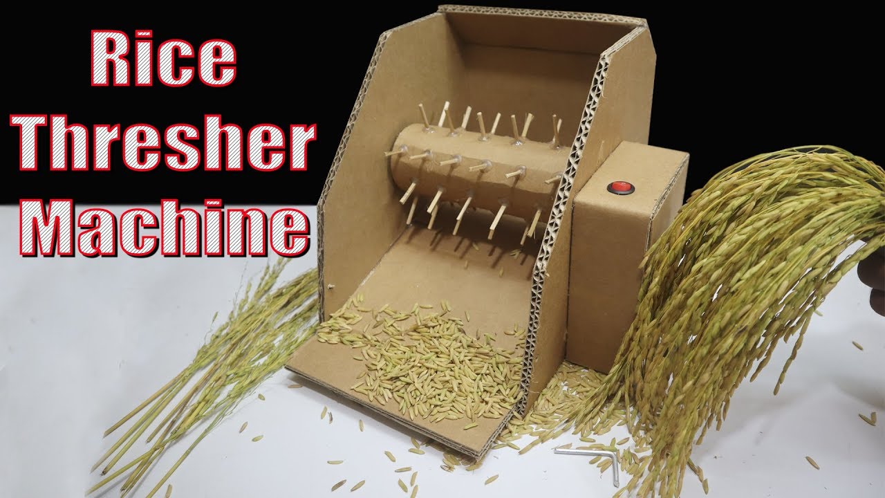 How to Make a Rice Thresher Machine At Home - Rice Harvester Machine ...