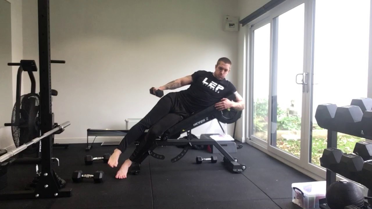 One arm side raise on incline bench - YouTube