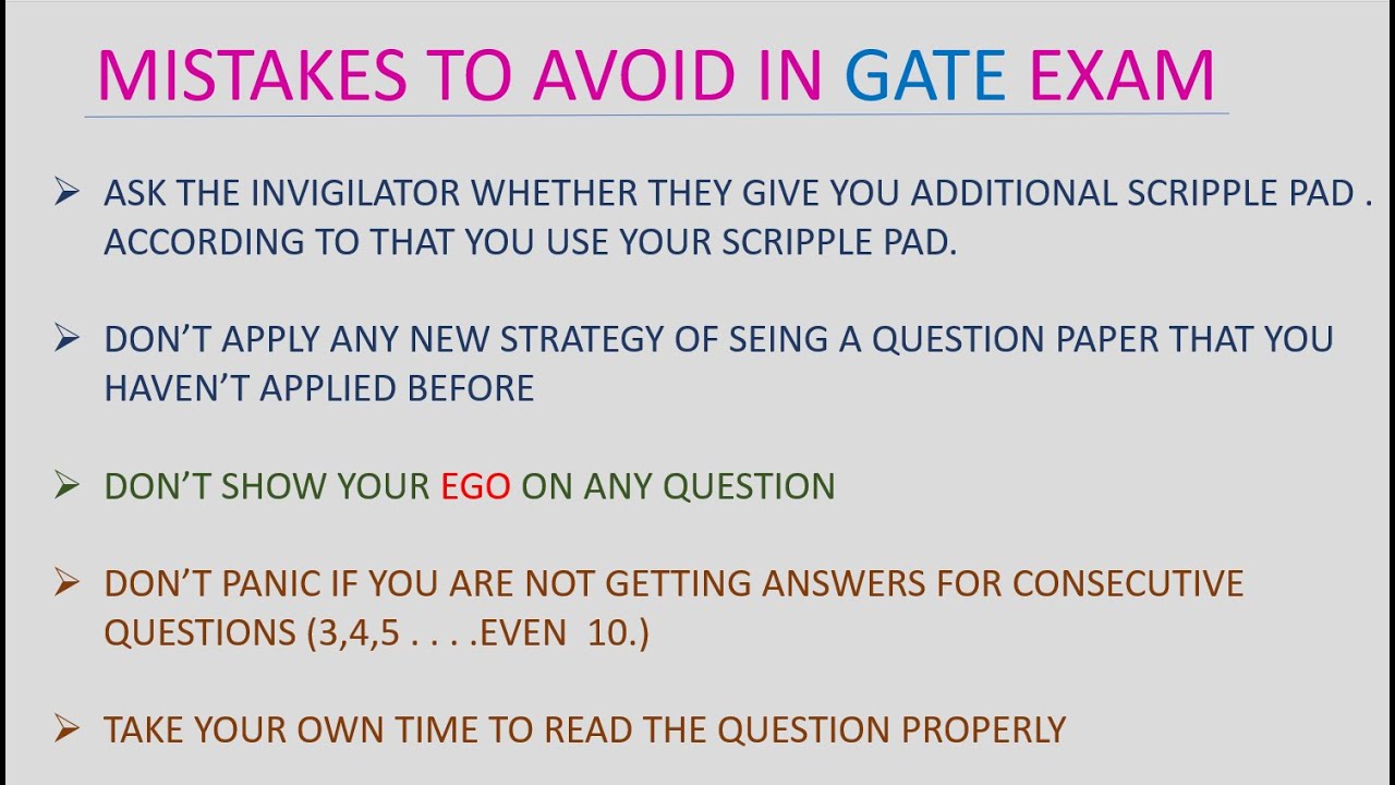 MISTAKES TO AVOID IN GATE EXAM - YouTube