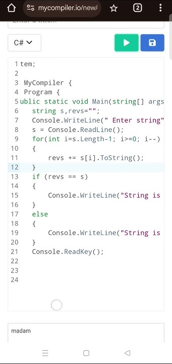 Palindrome program in C#. #coding #programming #palindrome #csharp - YouTube
