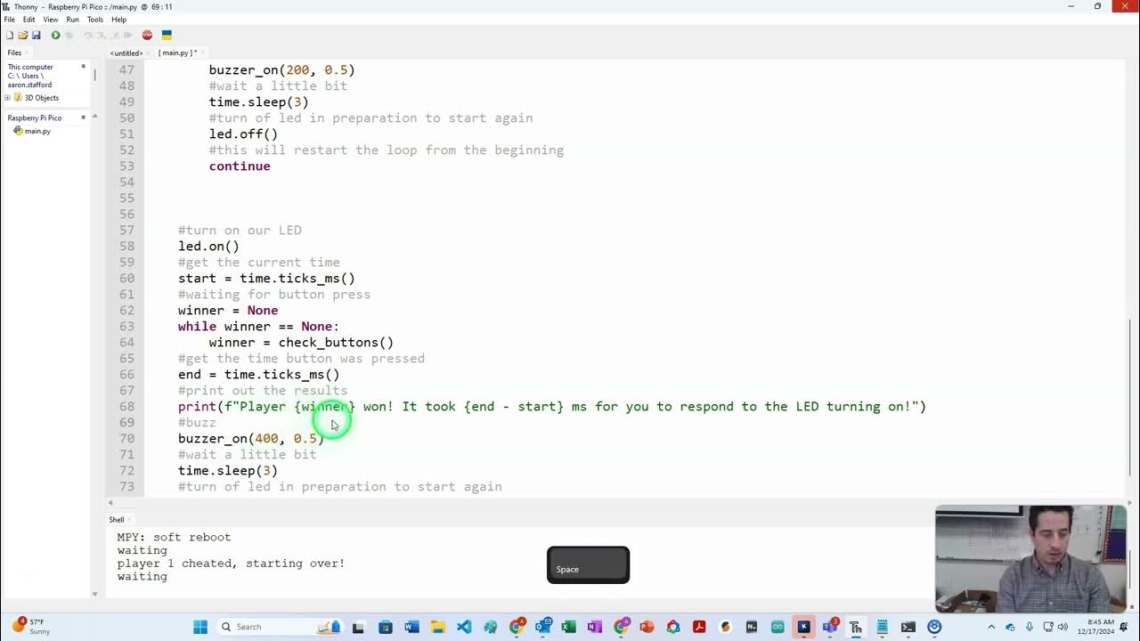 Micropython - reaction time game, make the buzzer buzz - YouTube
