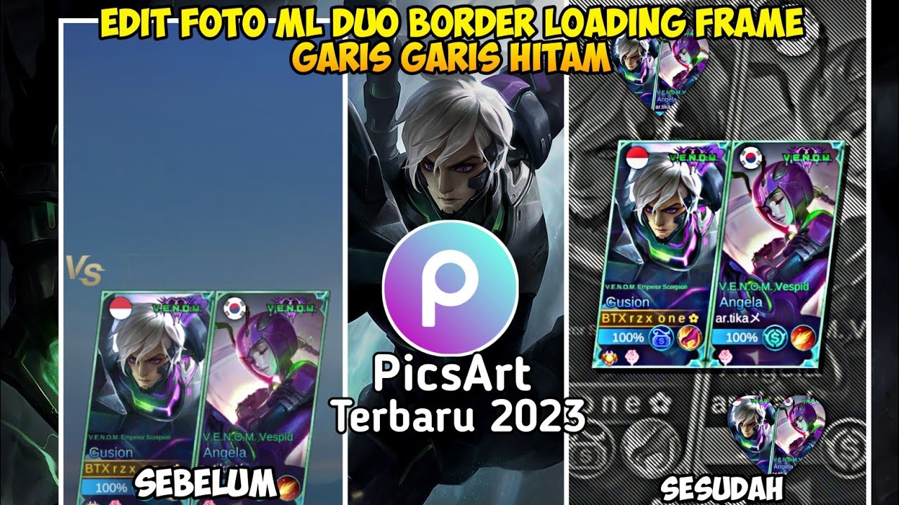 TUTORIAL Edit Foto ML Duo Border Loading Frame Garis Garis Hitam di ...