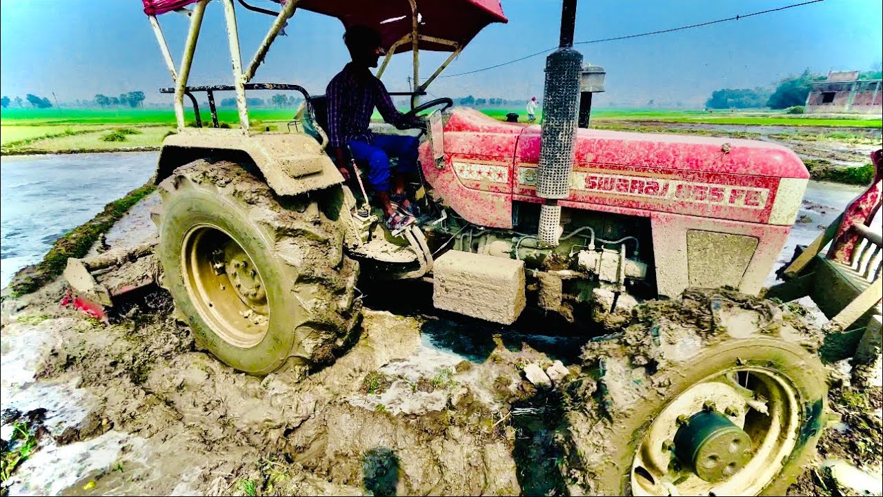 Swaraj 855FE 4WD Tractor 8Feet Rotavator performance | Tractor video ...