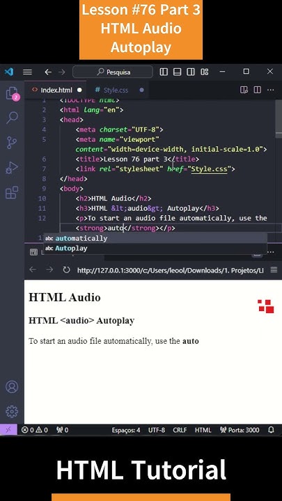 Html Tutorial Lesson 76 Html Audio Autoplay Part 3 Html5 Htmltutorial Python Js Css
