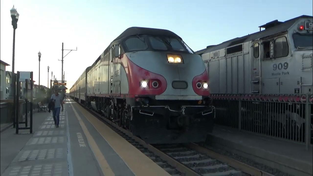 Caltrain 130 with the JPBX 928leading on 8/16/22 with awesome S&HCs arriving i n and departing ...