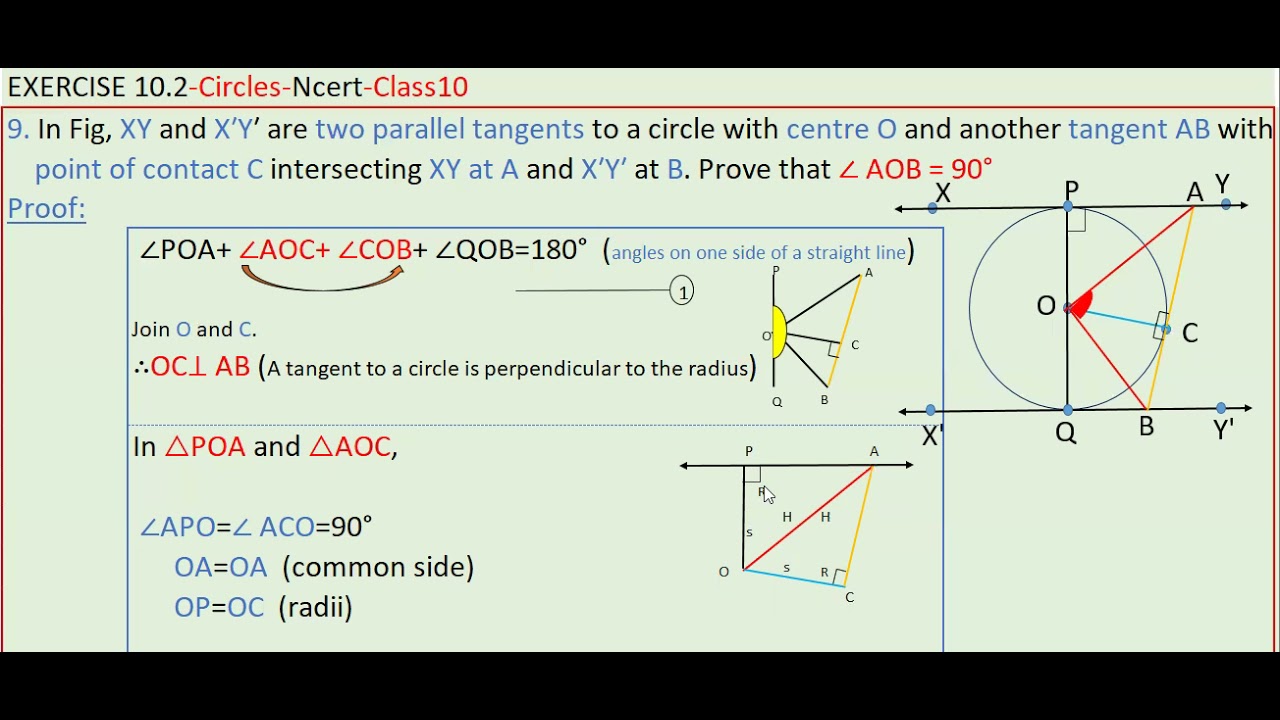 Q9-XY and X′Y′ are two parallel tangents to a circle with centre O and ...