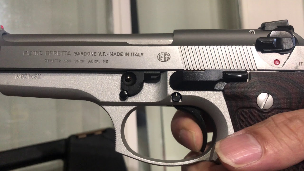 Langdon Optimized Trigger Bar Beretta 92fs : BEFORE / STOCK - YouTube