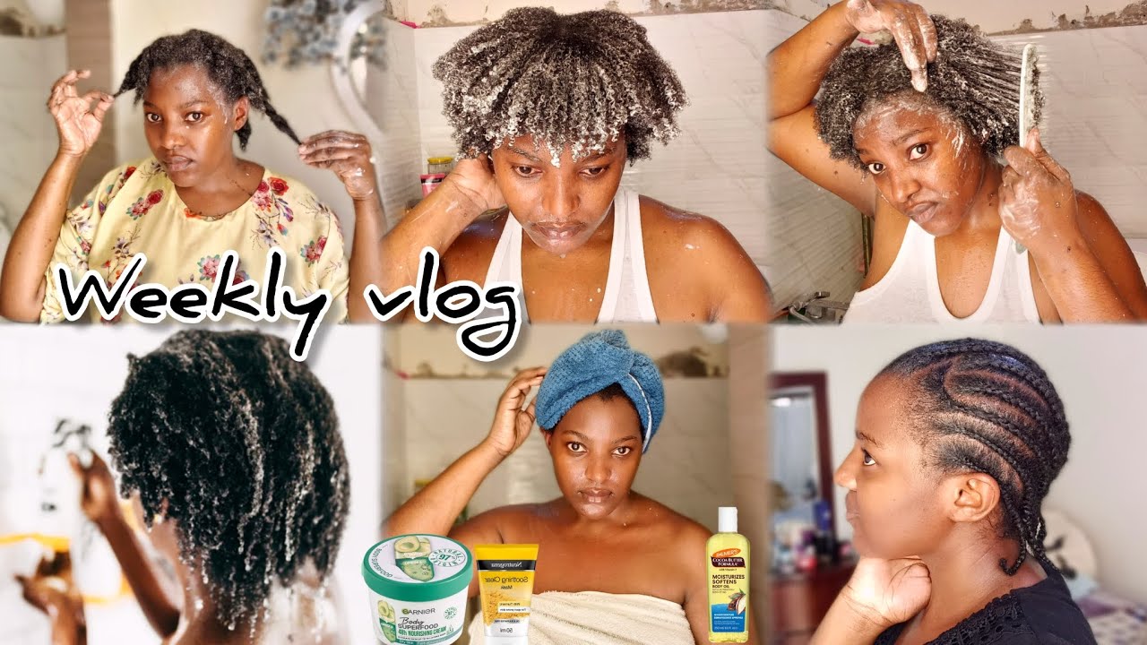 Everything shower routine,hair care and wash day+braidiing cornrows ...
