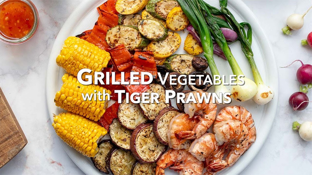 Grilled Vegetable Antipasto Platter with Tiger Prawns - YouTube