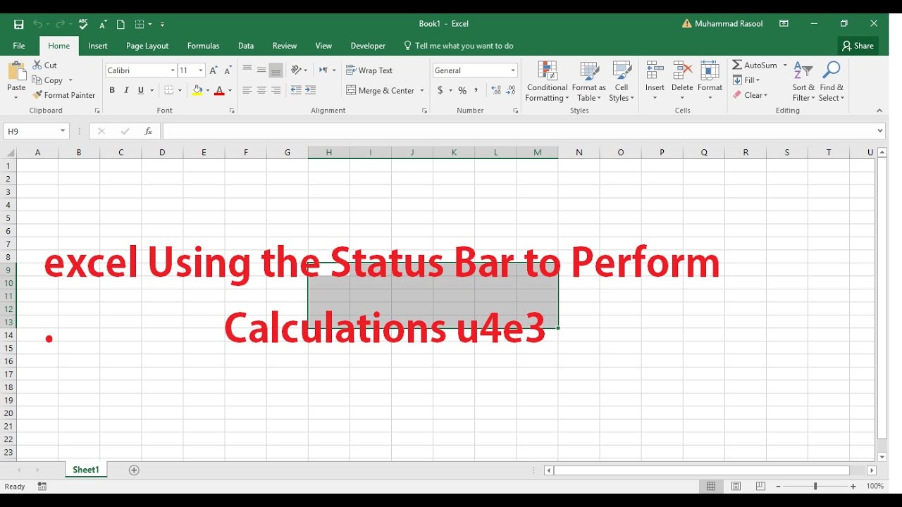 excel Using the Status Bar to Perform Calculations u4e3 - YouTube