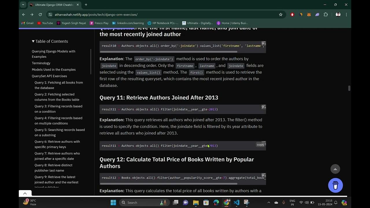 Django T4 track Django ORM practice queries Query 5 15 - YouTube