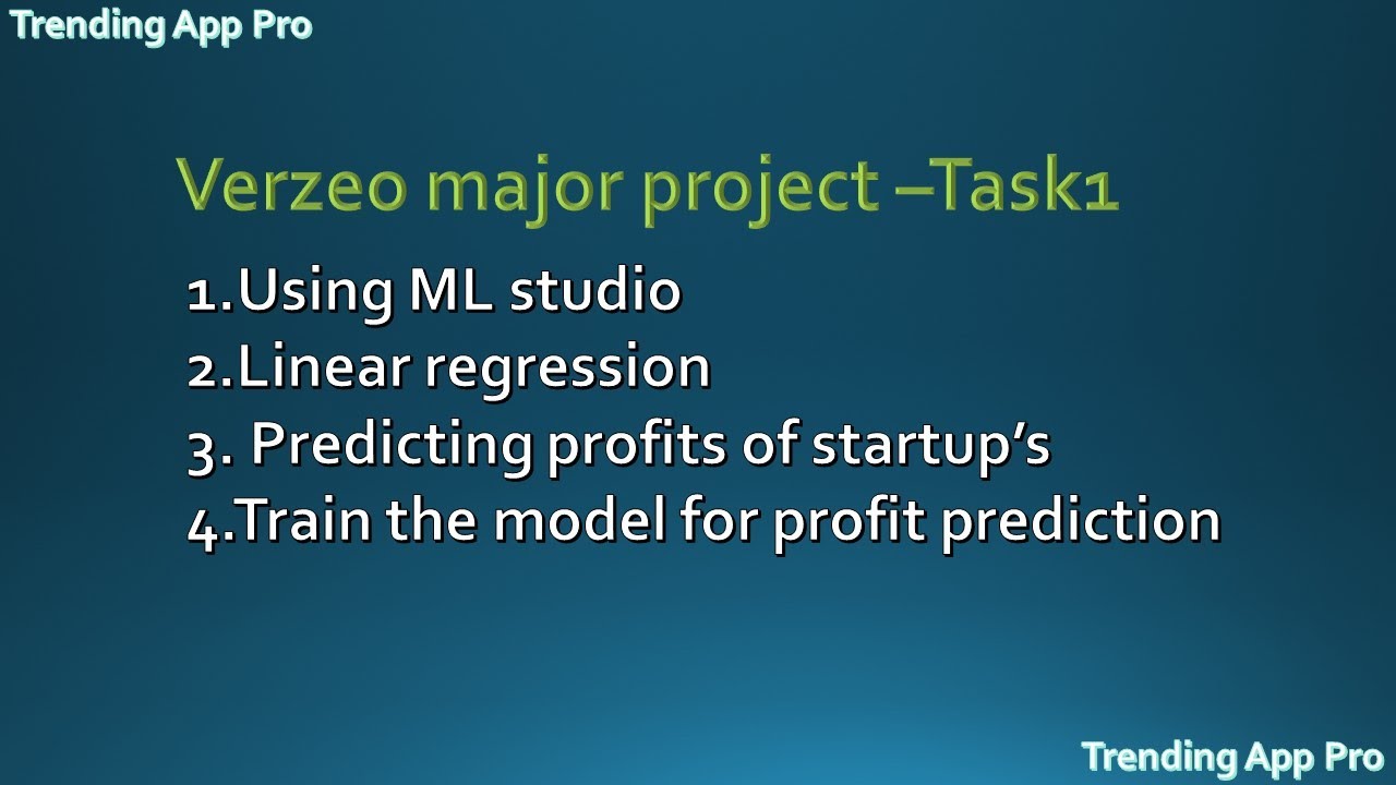 Verzeo cloud computing internship major project using ml studio - YouTube