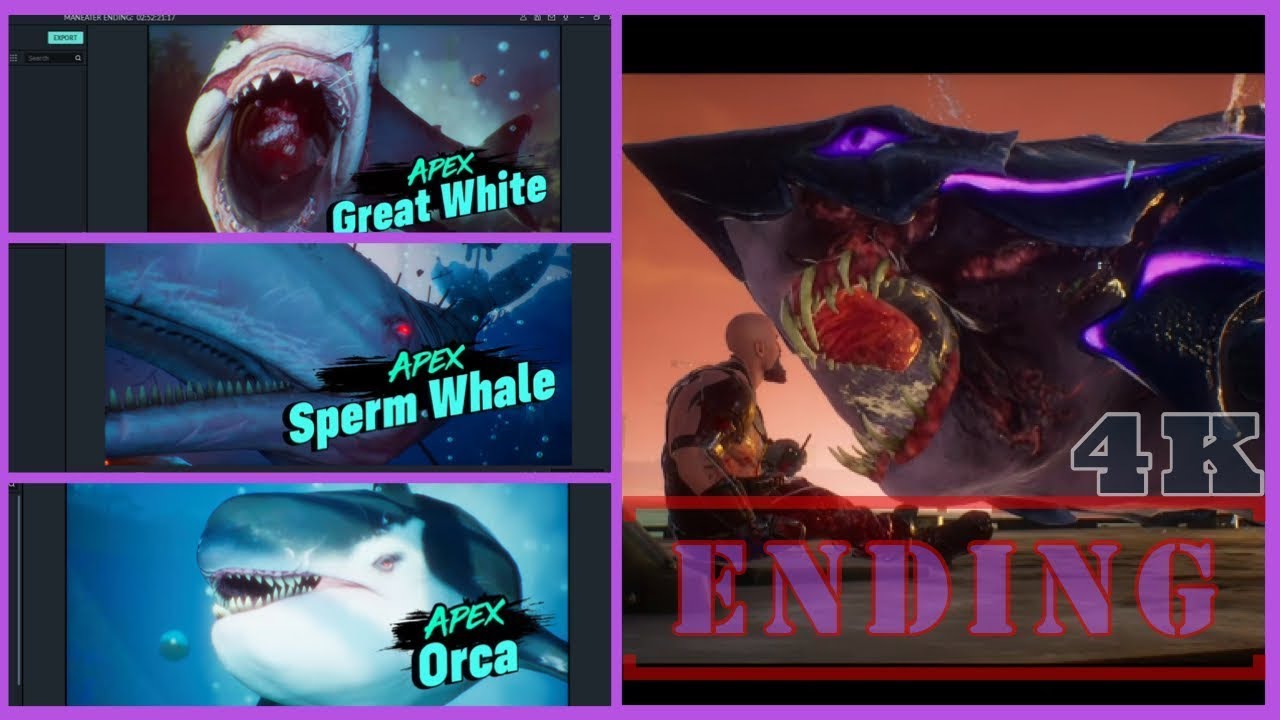⁴ᴷ⁶⁰ MEGA SHARK FINAL BOSS FIGHTS || MANEATER ENDING || FINAL BATTLE ...